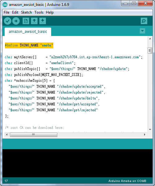 Ameba Arduino Rtl8195 Use Amazon Aws Iot Shadow Service Realtek Iotarduino Solution